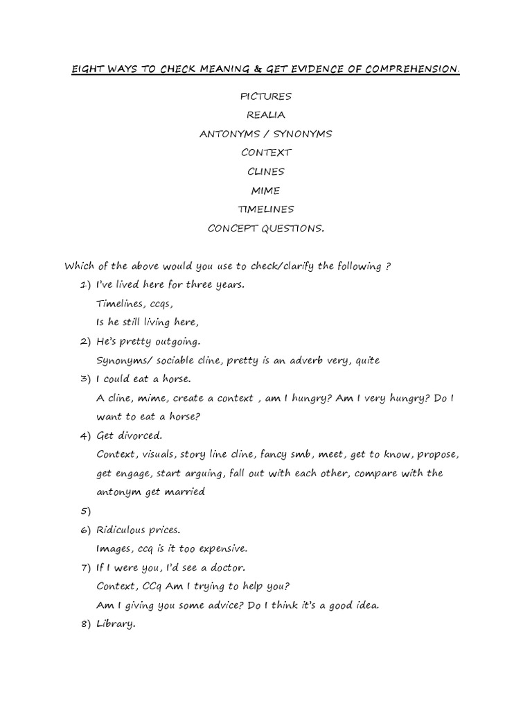 8 Methods to Assess Comprehension | PDF