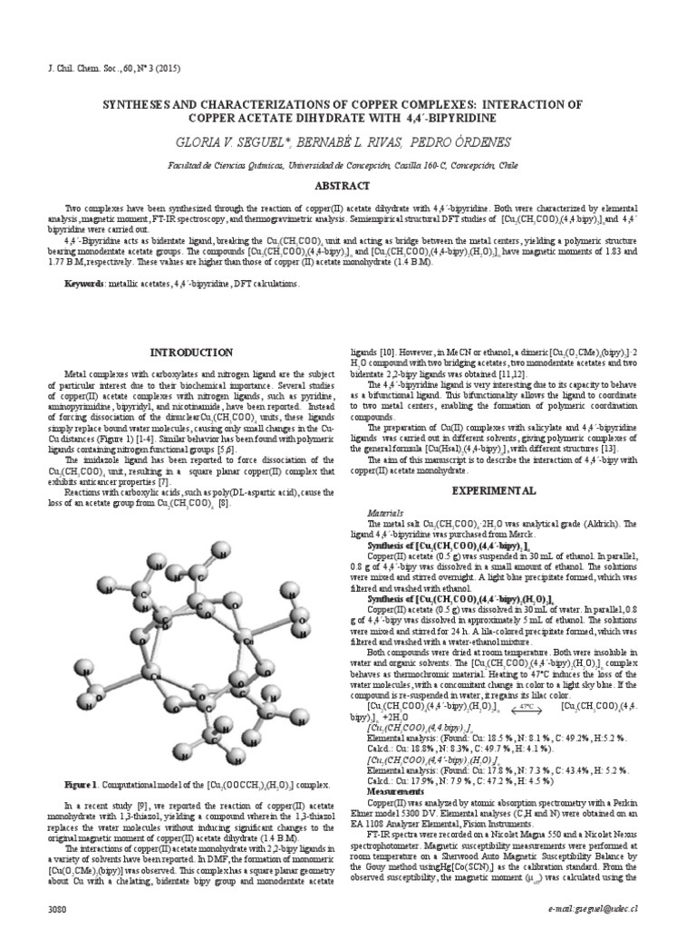 Copper Complexes with 4,4'-Bipyridine | PDF | Acetate | Coordination ...