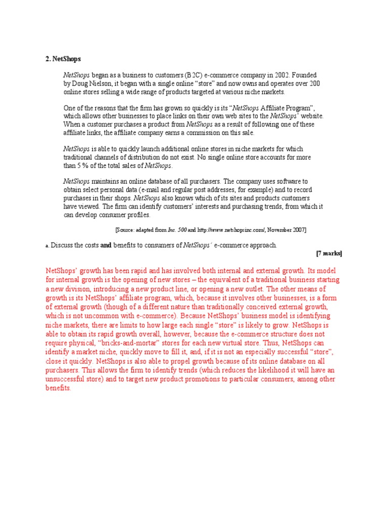 Netshops Worksheet | PDF | Retail | E Commerce