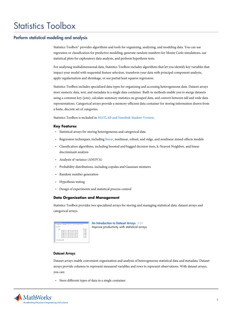 Statistics Toolbox: Perform Statistical Modeling and Analysis | PDF ...