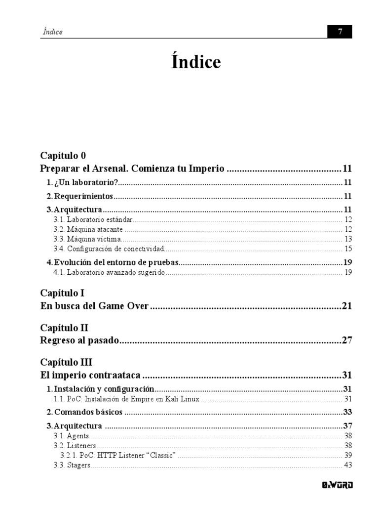 Indice Empire: Hacking Avanzado en El Red Team | PDF | Introducciones ...