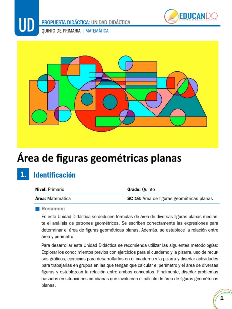 Área y perímetro de figuras planas | PDF | Rectángulo | Pi