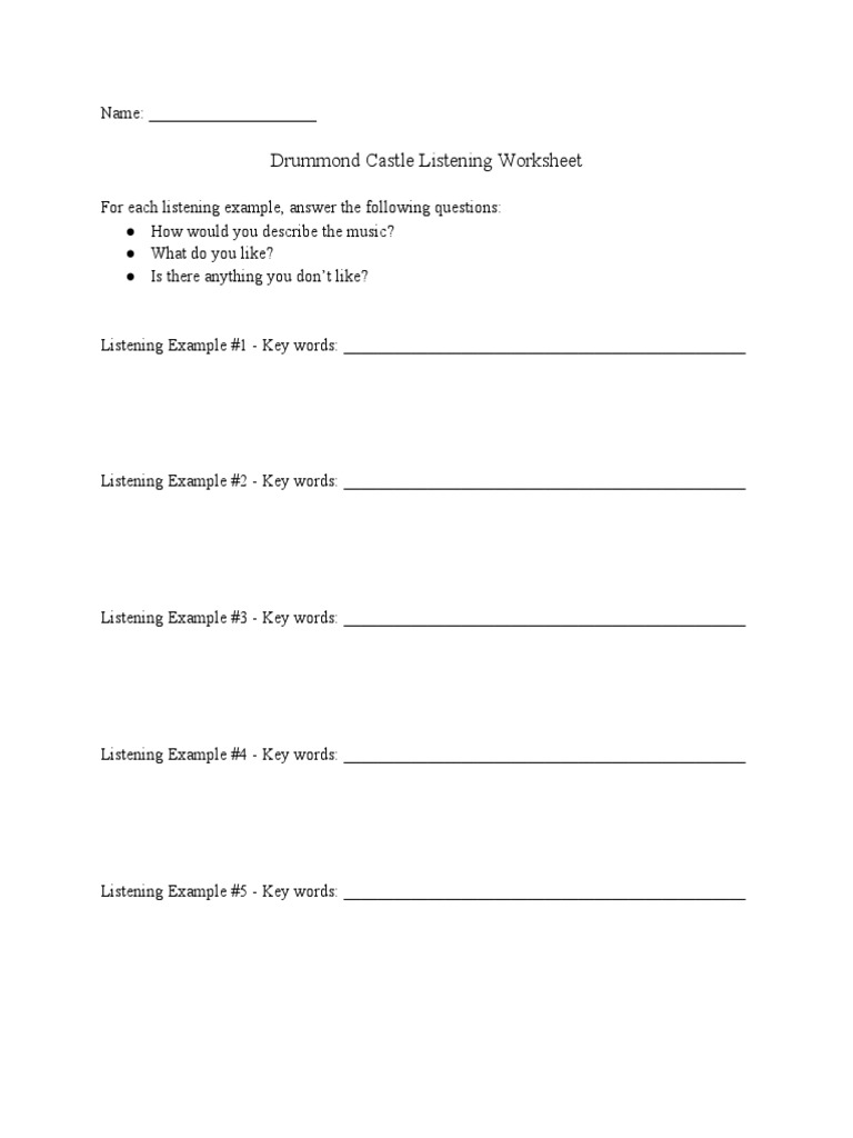 Blank Listening Worksheet | PDF