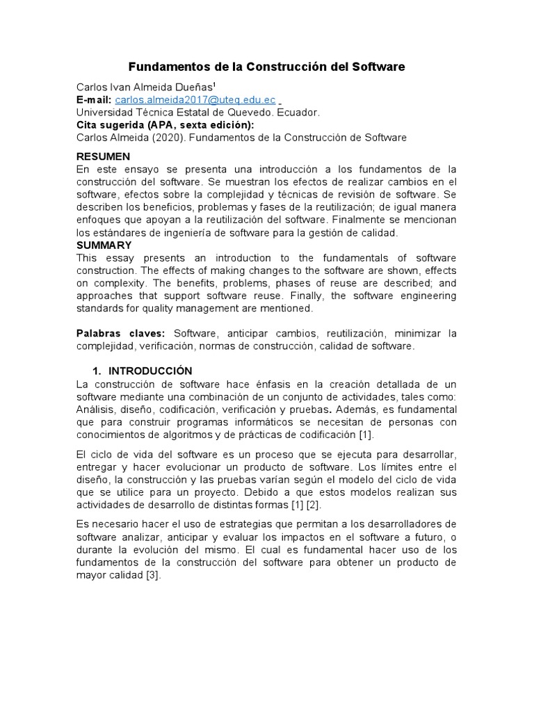 Fundamentos de La Construcción Del Software | PDF | Ingeniería de ...