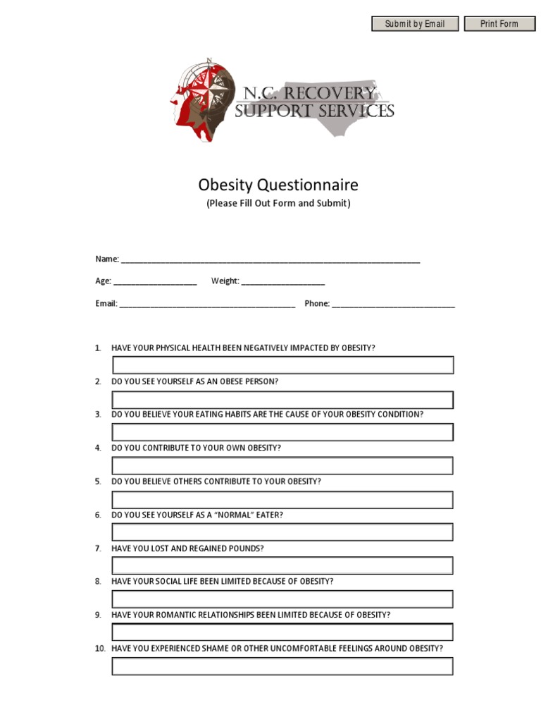 Obesity Questionnaire: (Please Fill Out Form and Submit) | PDF