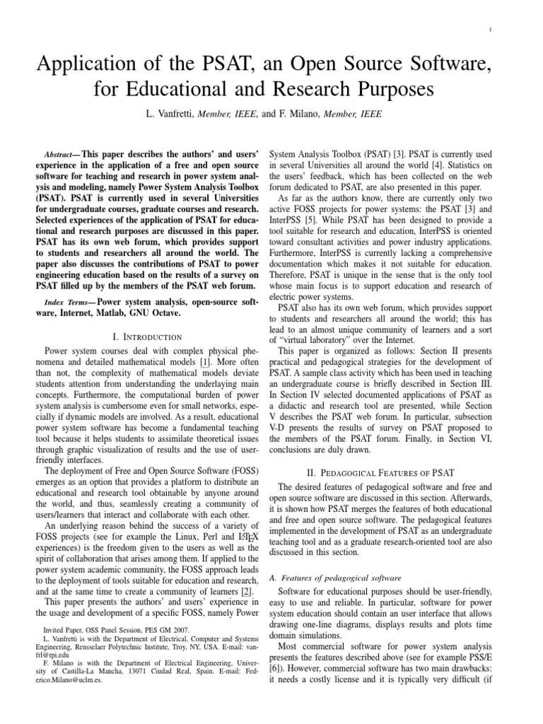 Application of The PSAT An Open Source S | PDF | Internet Forum | Matlab