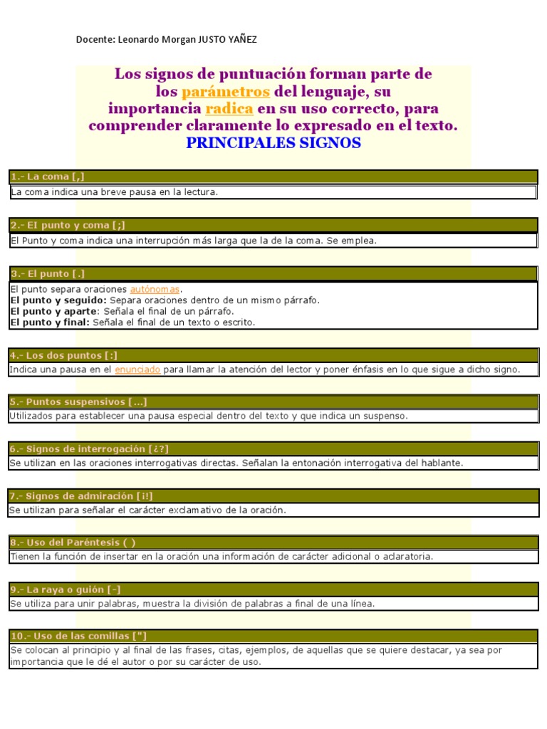 SIGNOS DE PUNTUACIÓN (EN DIAPOSITIVAS) Final | PDF