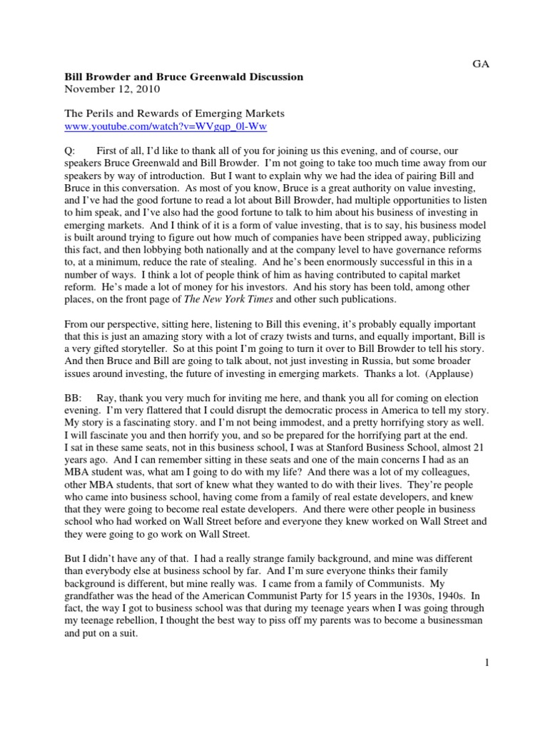 Bill Brow Der BruceGreenwald2010 11 Columbia Heilbrunn | PDF | Value ...