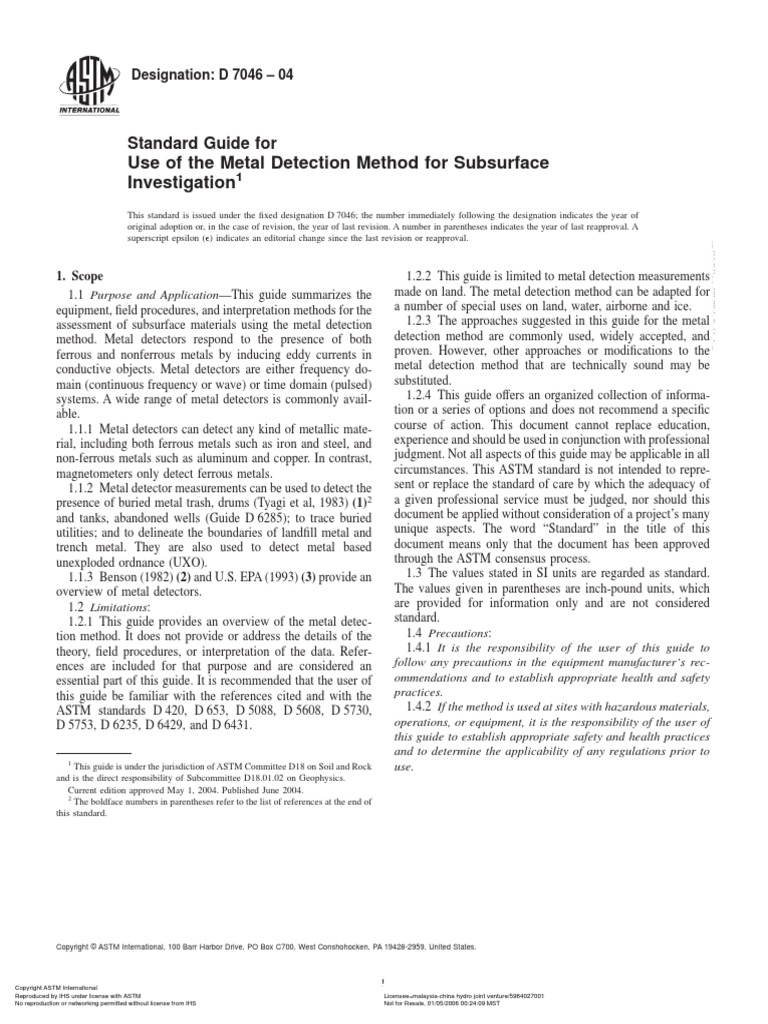 Astm D 7046-04 | PDF | Metal Detector | Surveying