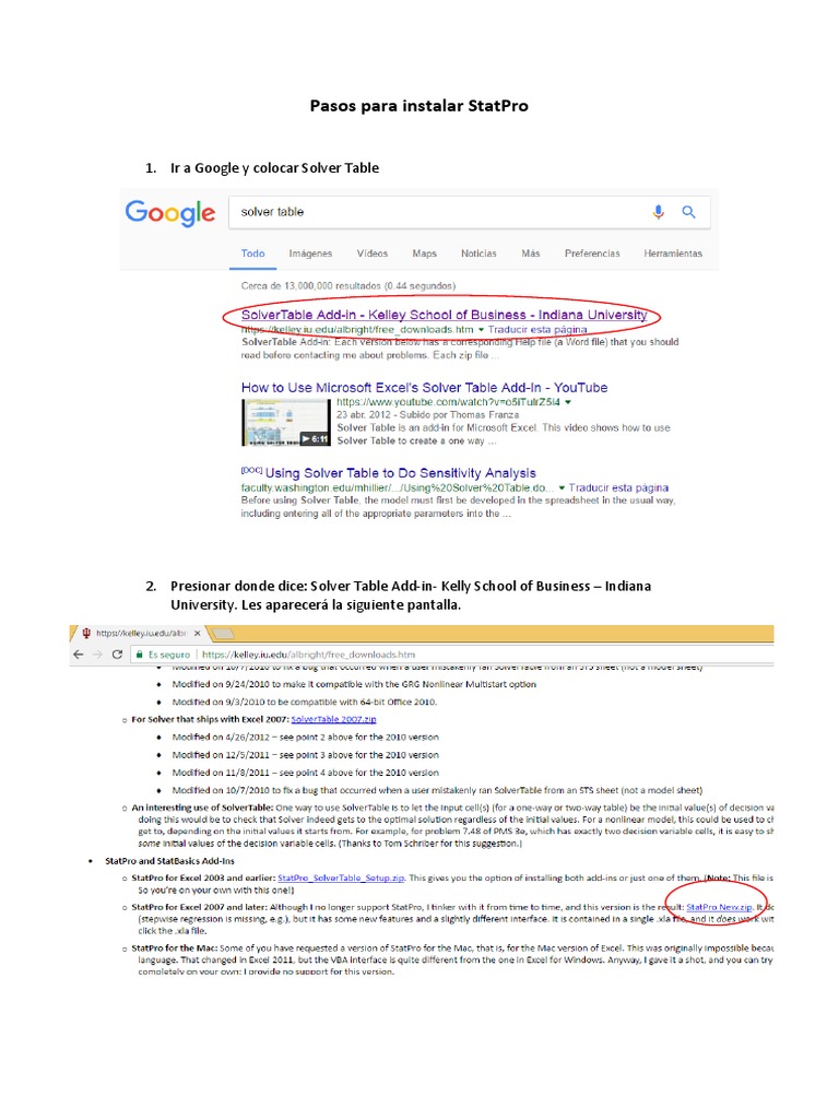Pasos para Instalar StatPro | PDF
