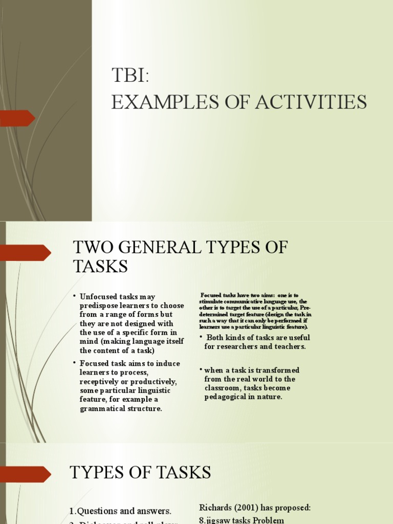 Examples of TBL Activities | PDF | Learning | Behavior Modification