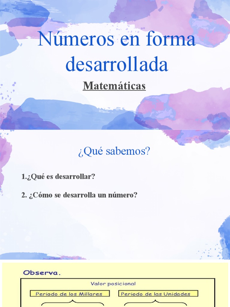 Números en Forma Desarrollada. Intfroducción | PDF | Crecimiento ...