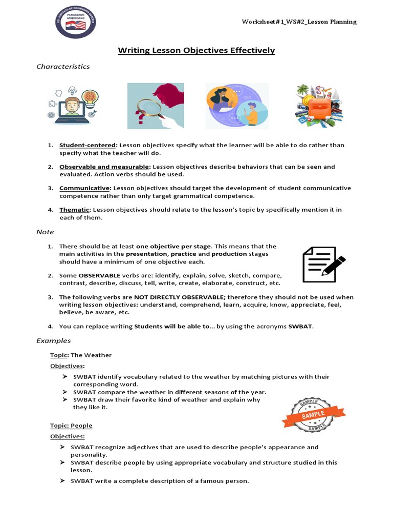Writing Lesson Objectives Effectively | PDF