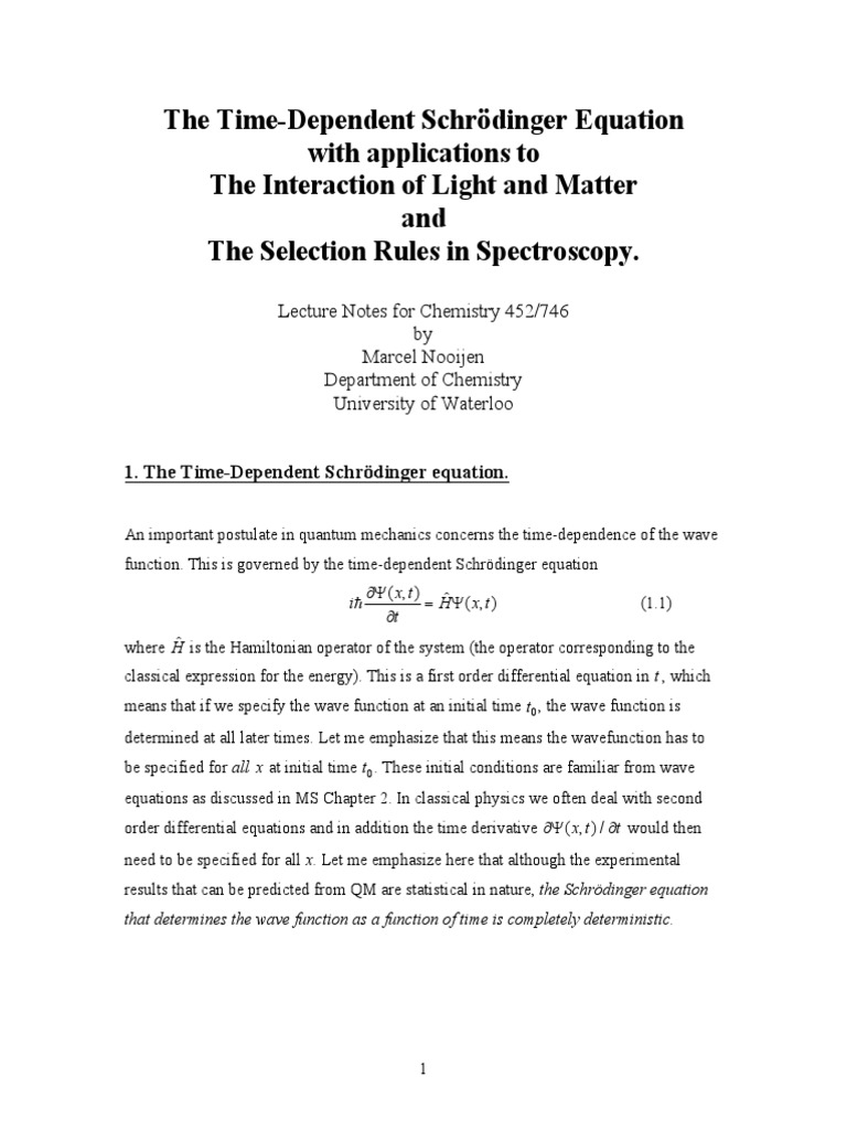 Time Dependent SE | PDF | Schrödinger Equation | Wave Function