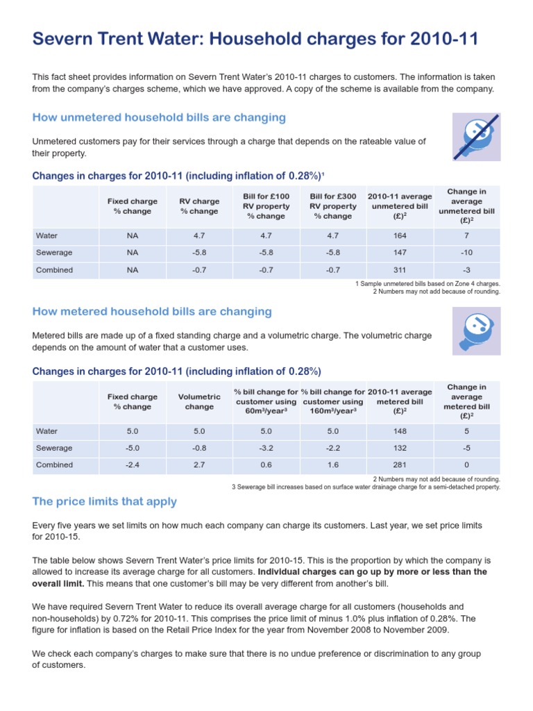 Severn Trent Water 2010-11 Charges Overview | PDF | Sanitary Sewer ...