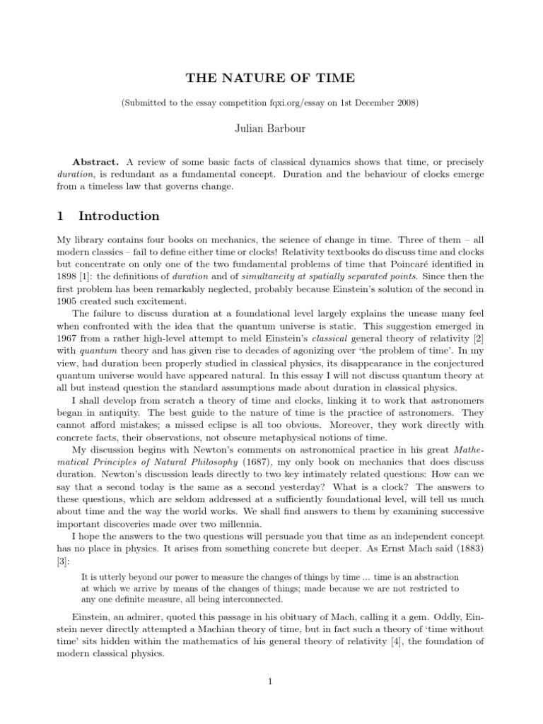 Nature of Time Essay | PDF | Time | Universe