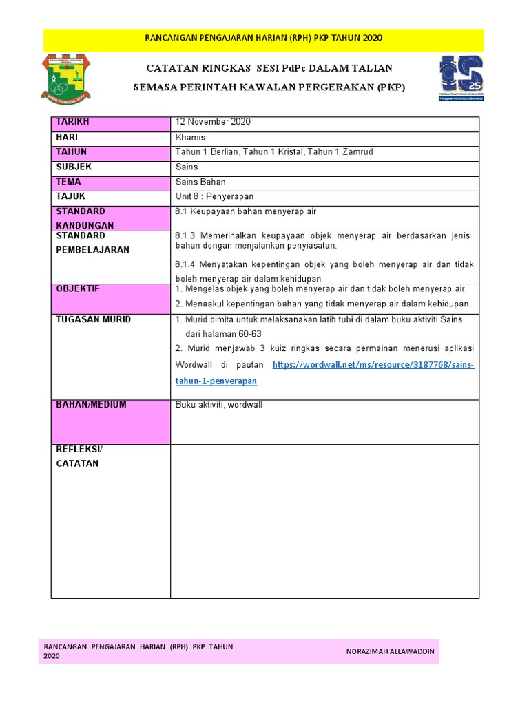 RPH Ringkas PKP November | PDF