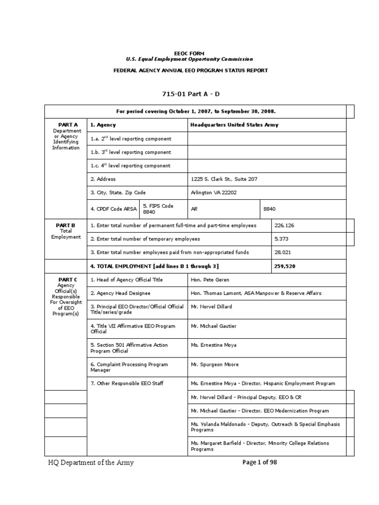 Army - Equal Employment Opportunity - Executive Summary - October 2007 ...