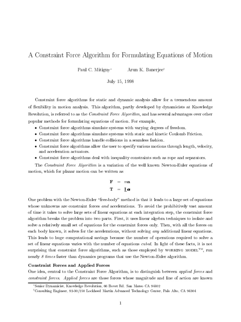 Equations of Motion | PDF | Force | Matrix (Mathematics)