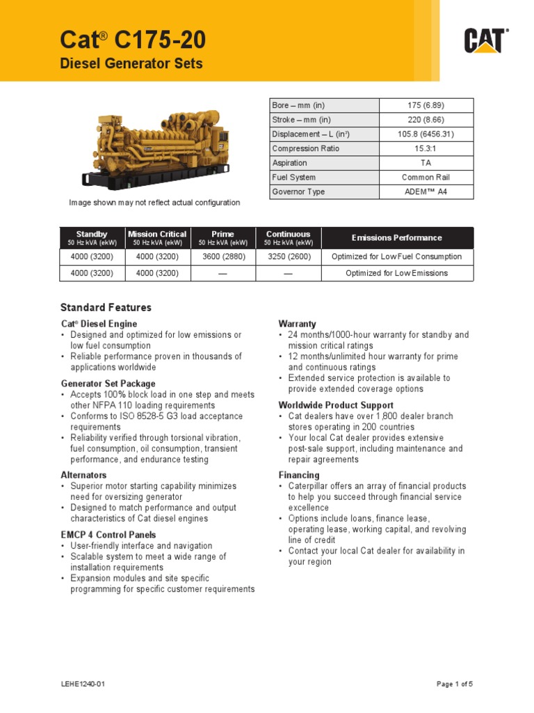 Cat C175-20: Diesel Generator Sets | Download Free PDF | Engines ...