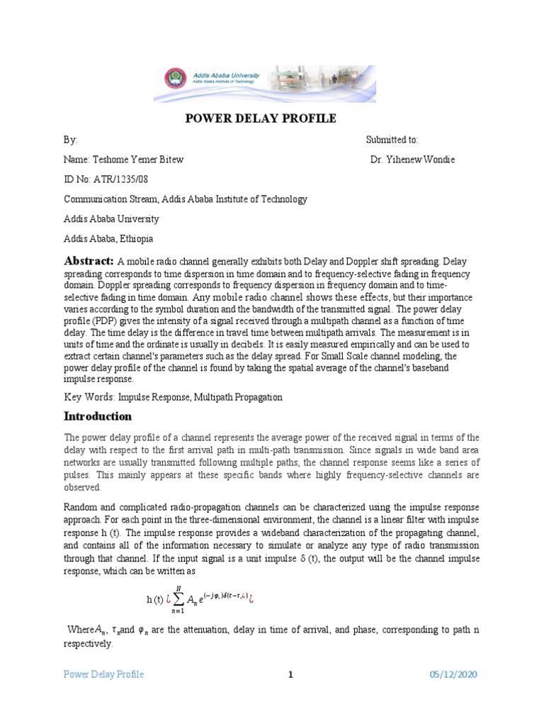 Power Delay Profile | PDF | Radio | Telecommunications Engineering