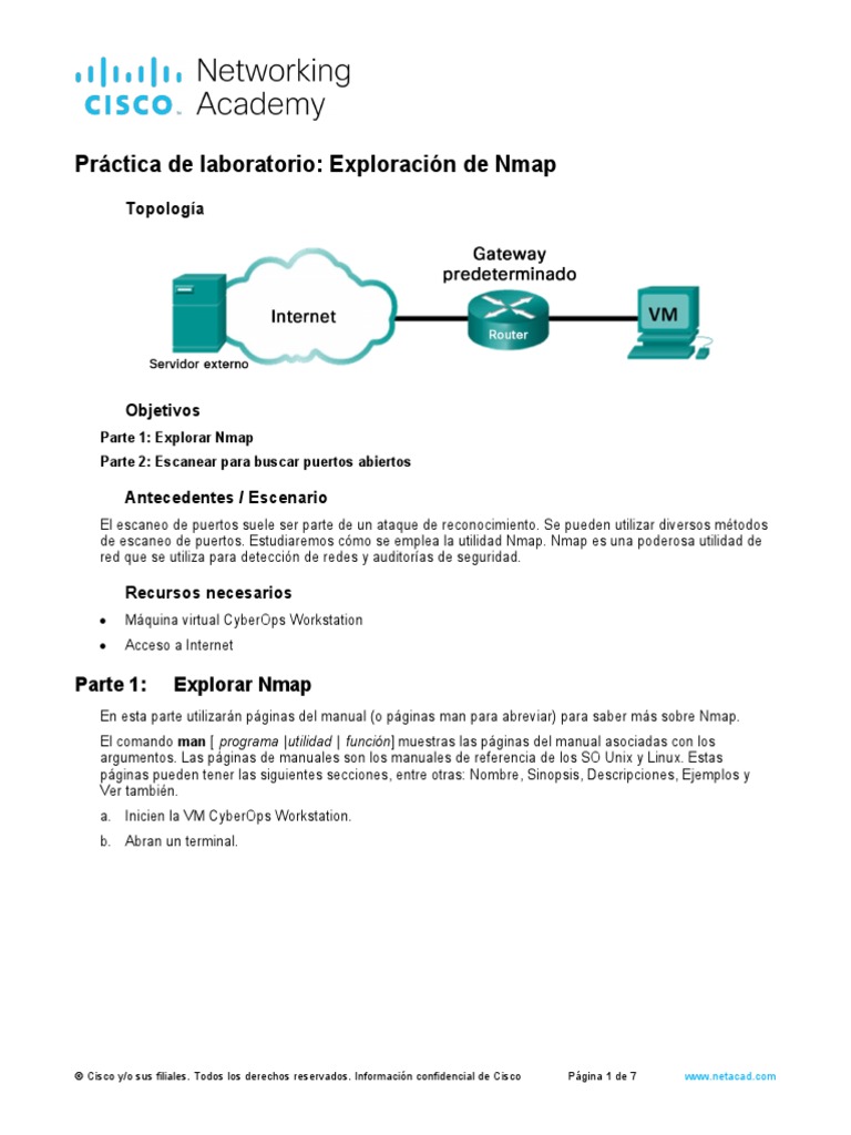 4.5.2.10 Lab - Exploring Nmap | PDF | Dirección IP | Protocolos de internet
