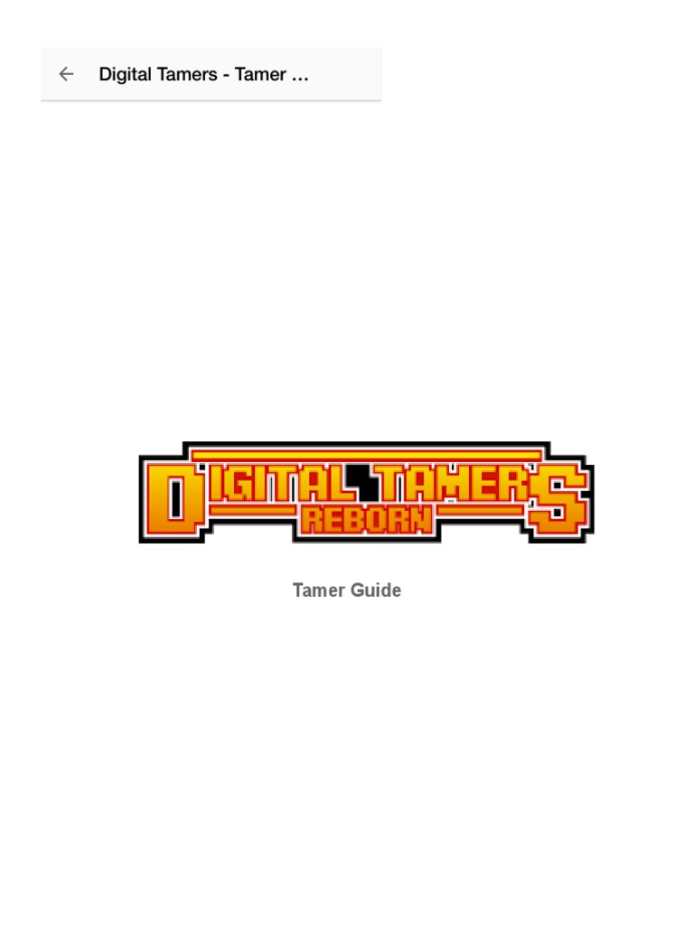 Digital Tamers Reborn - Tamer Guide | PDF | Video Game Franchises ...