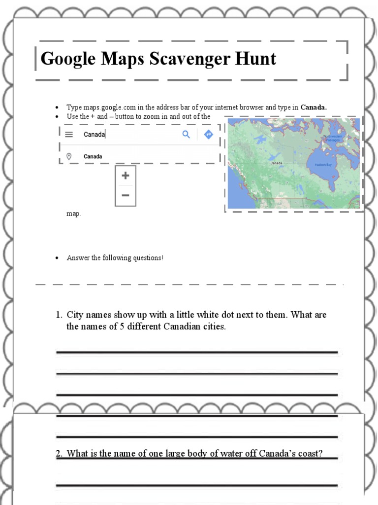 Google Maps Scavenger Hunt: Canada | PDF
