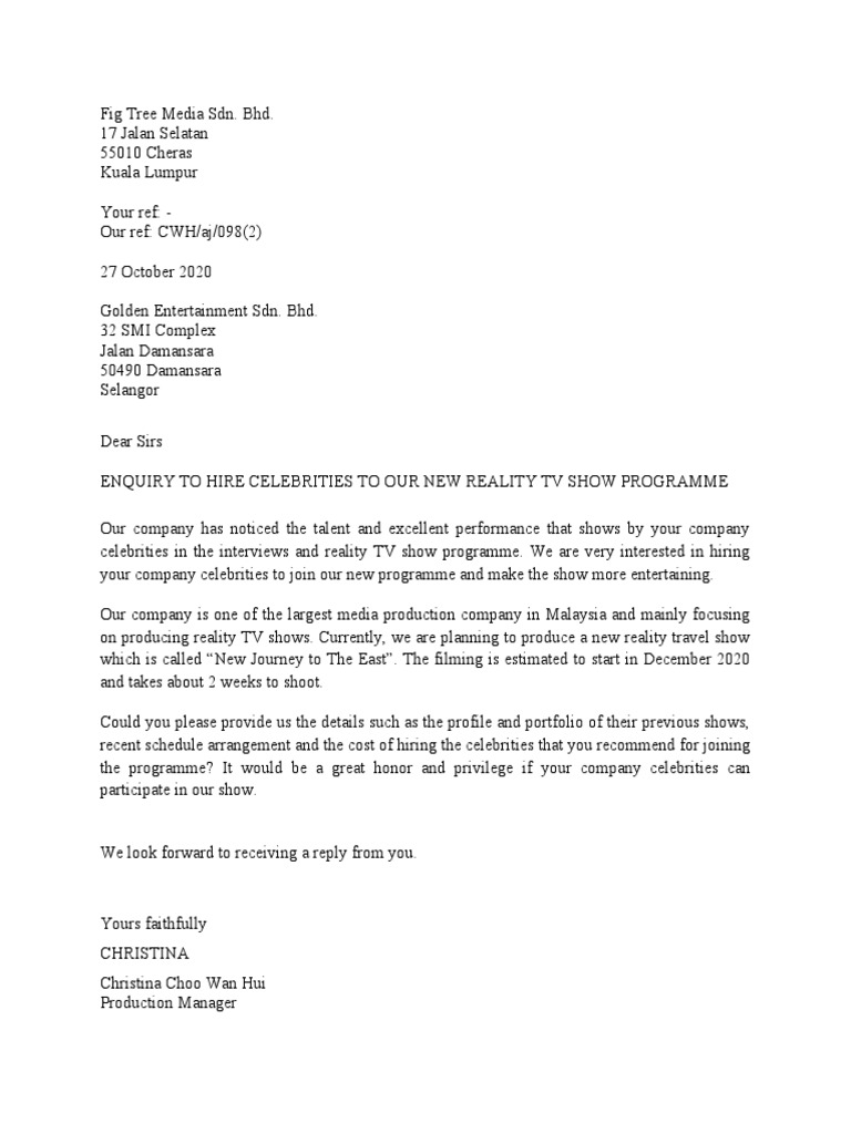 Epc Group 3 Letter of Enquiry | PDF