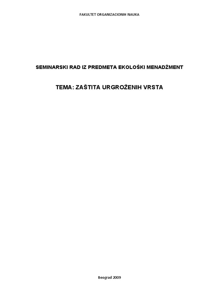 Zastita Ugrozenih Vrsta | PDF