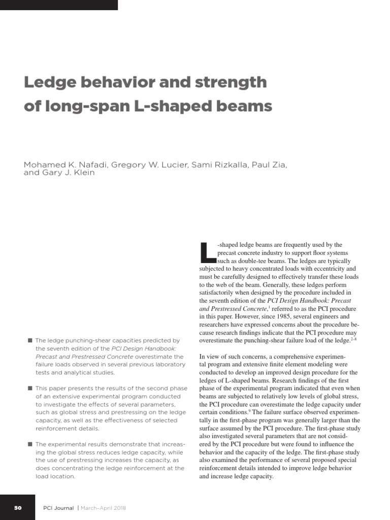 Ledge Behavior and Strength of Long-Span L-Shaped Beams | PDF ...