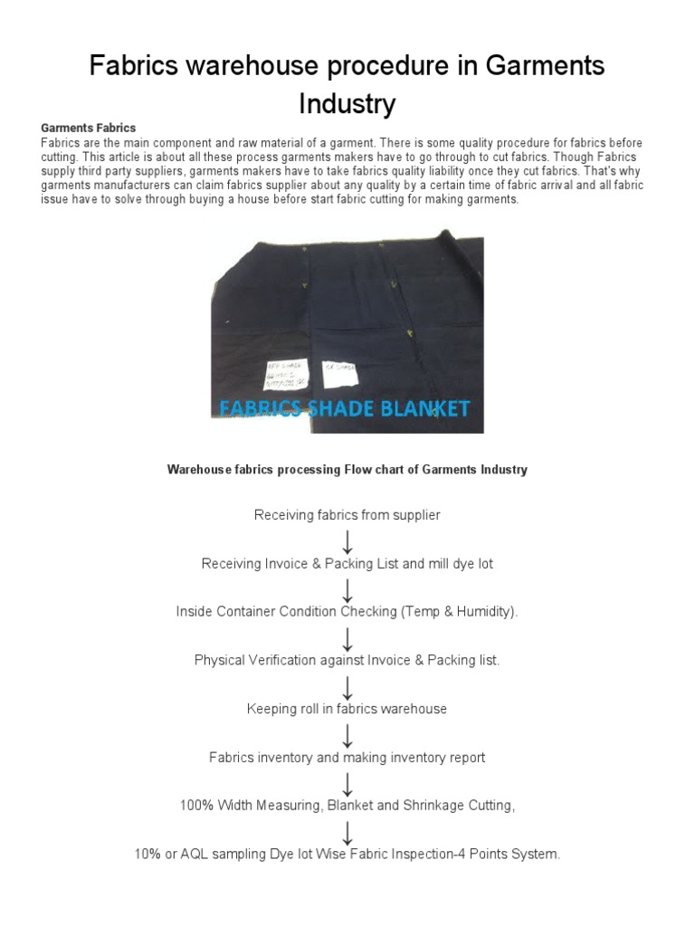 Fabrics Warehouse Procedure in Garments Industry | PDF | Textiles ...