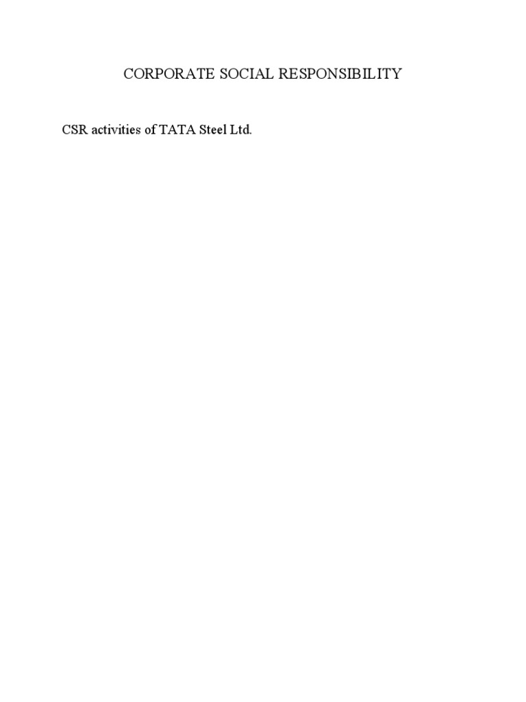TATA Steel's CSR Initiatives Explained | PDF