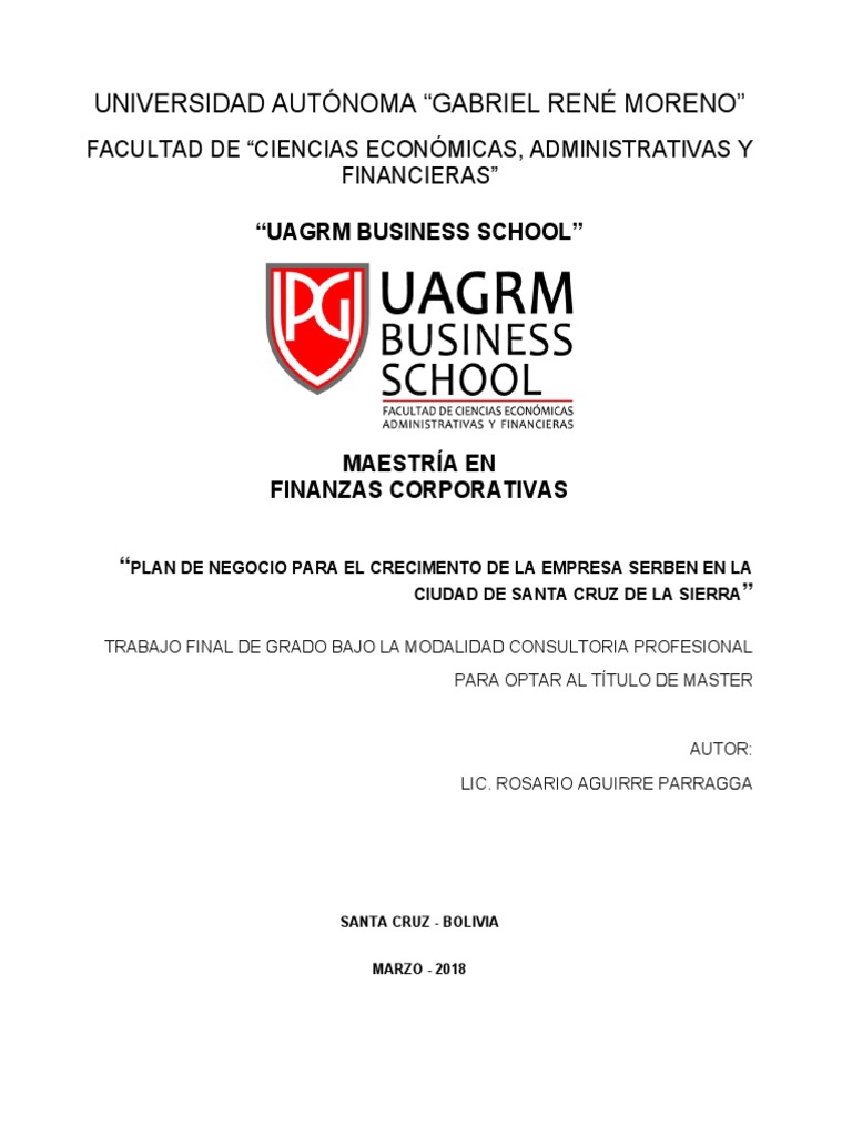 Plan de Negocio para Serben en Santa Cruz | PDF | Valor presente neto ...