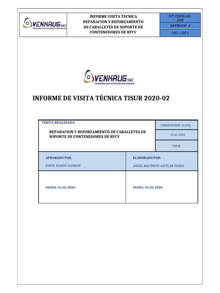 Informe Visita Tecnica Reparacion y Reforzamiento de Caballetes de ...