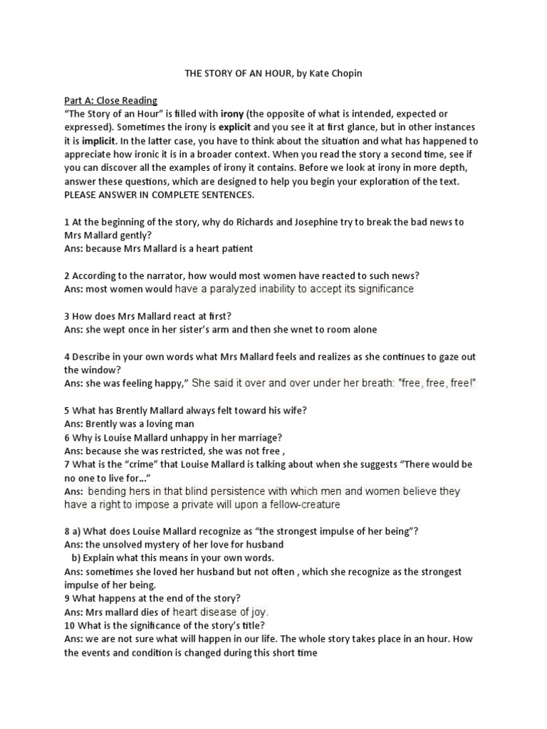 Analyzing Irony in "The Story of an Hour" | PDF