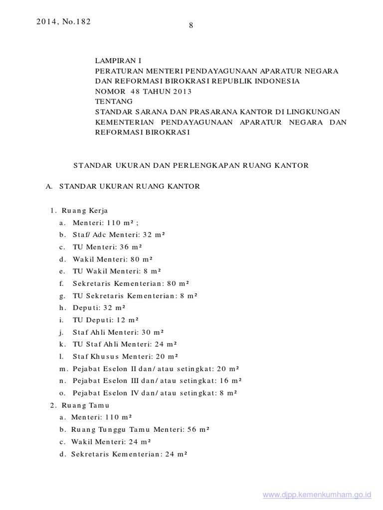 Standar Ukuran Dan Perlengkapan Ruang Kantor | PDF