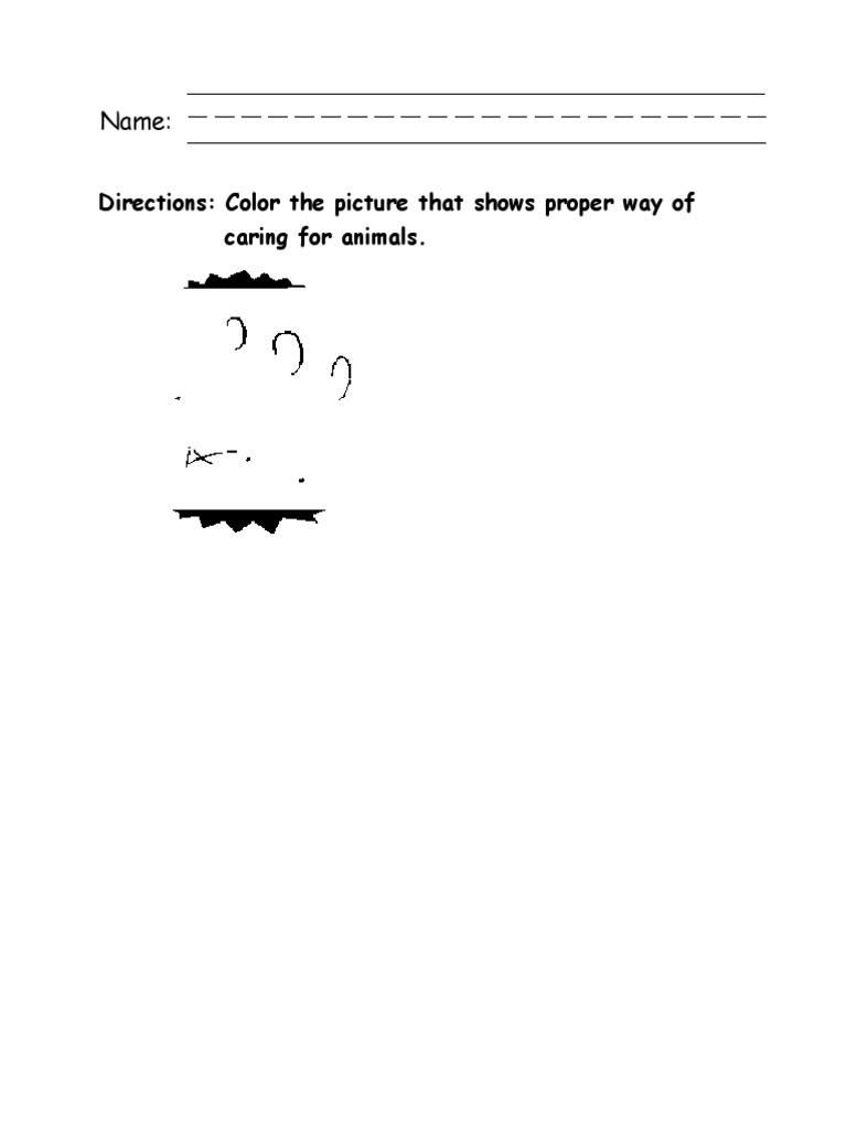 Name:: Directions: Color The Picture That Shows Proper Way of Caring ...