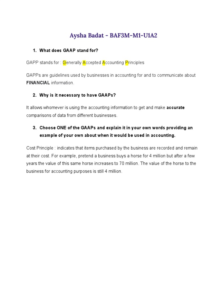 Aysha Badat - BAF3M-M1-U1A2 PDF | PDF