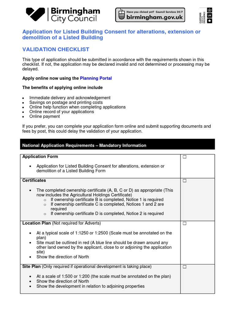 Application For Listed Building Consent For Alterations, Extension or Demolition of A Listed ...