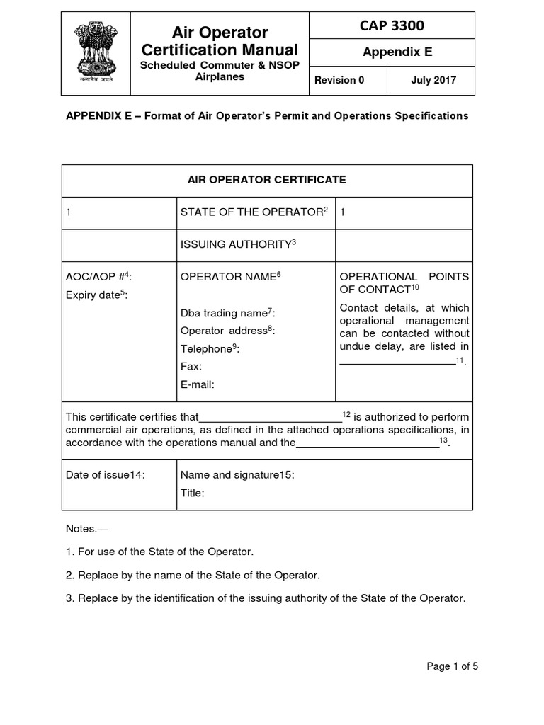 Air Operator Certification Manual CAP 3300: Scheduled Commuter & NSOP ...