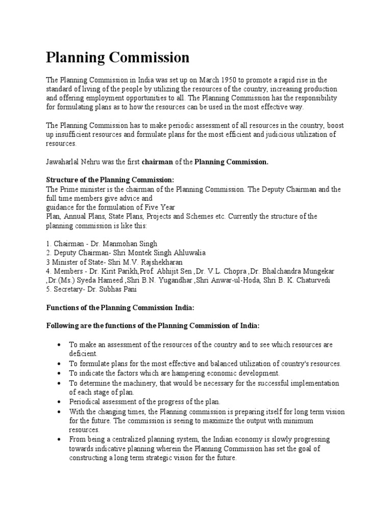 Planning Commission | PDF | Evaluation | Government