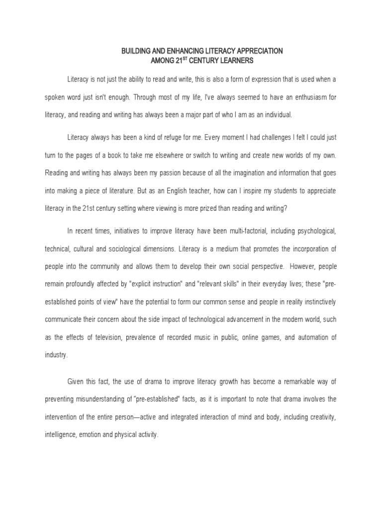 Building and Enhancing Literacy Appreciation | PDF | Literacy ...