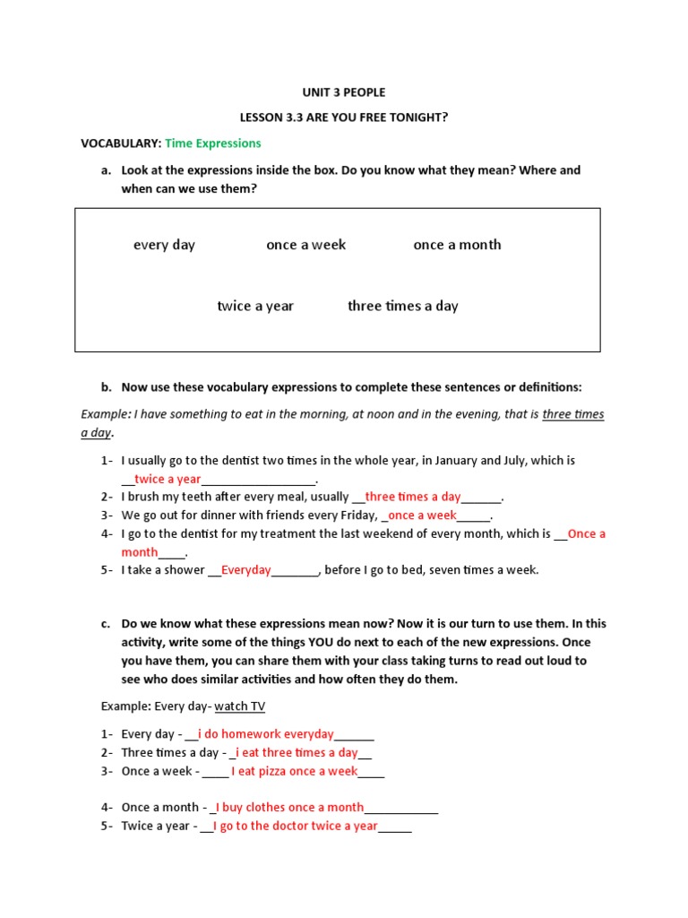 Every Day Once A Week Once A Month | PDF