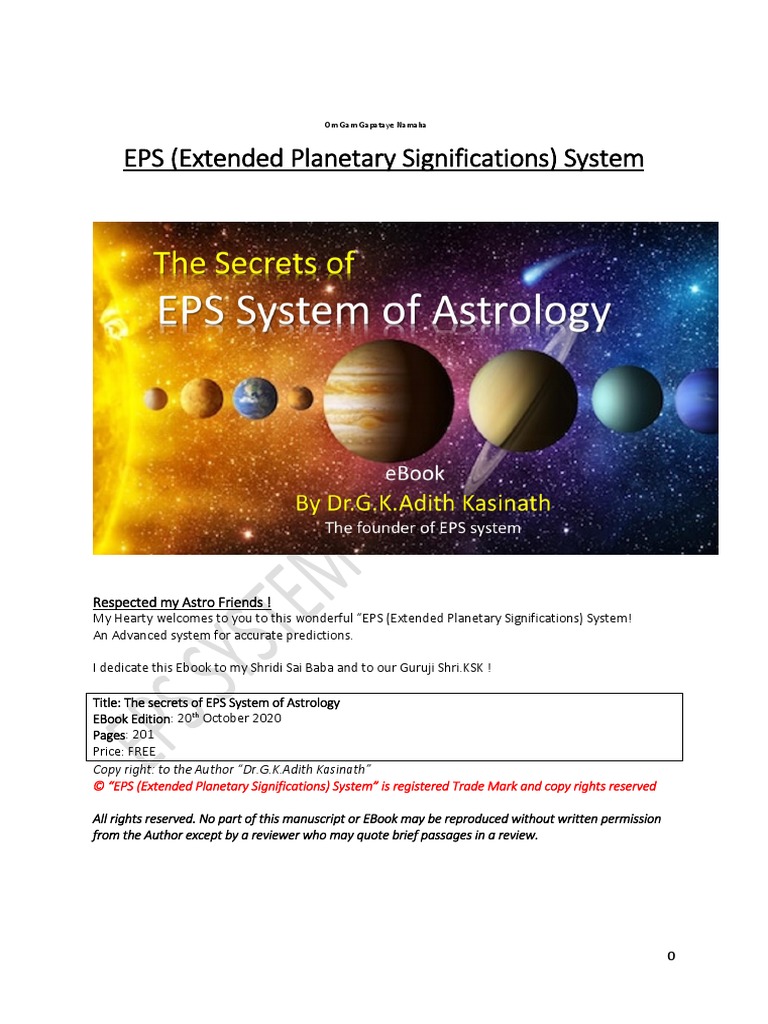 The Secrets of EPS System of Astrology - Ebook.1 | PDF | Esoteric ...