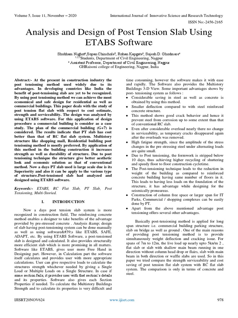 Post-Tension Slab Design Using ETABS | PDF | Prestressed Concrete ...