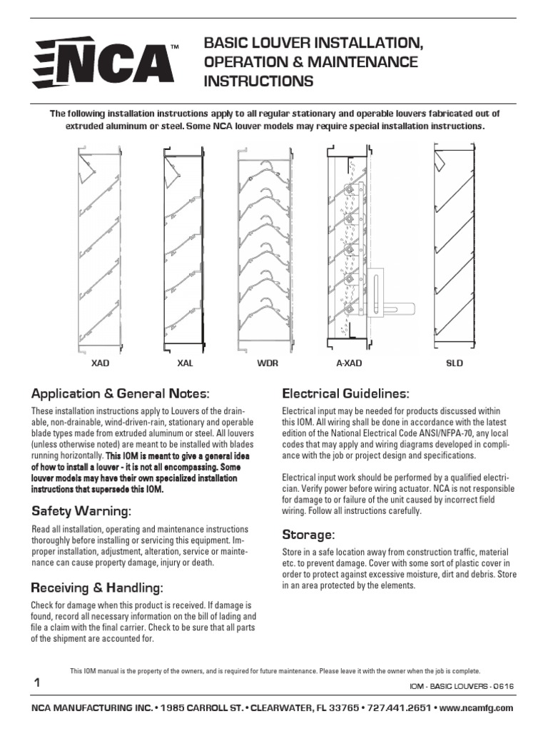 Basic Louver Installation, Operation & Maintenance Instructions | PDF ...