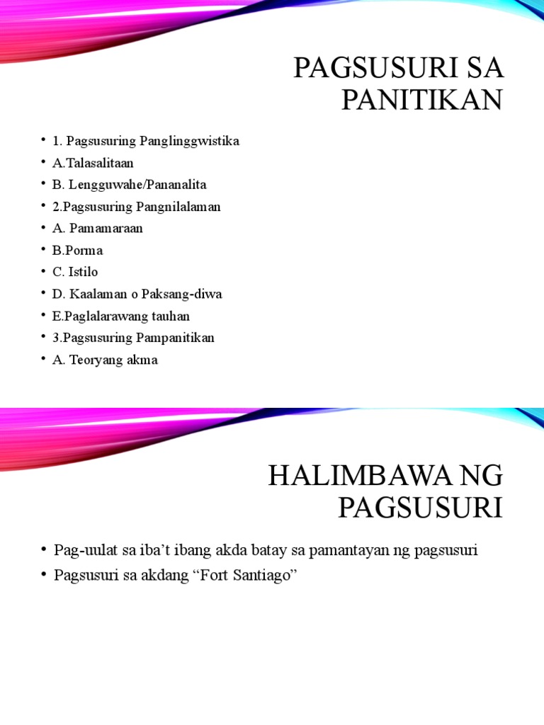 Filipino 203 Lecture Pagsusuri | PDF