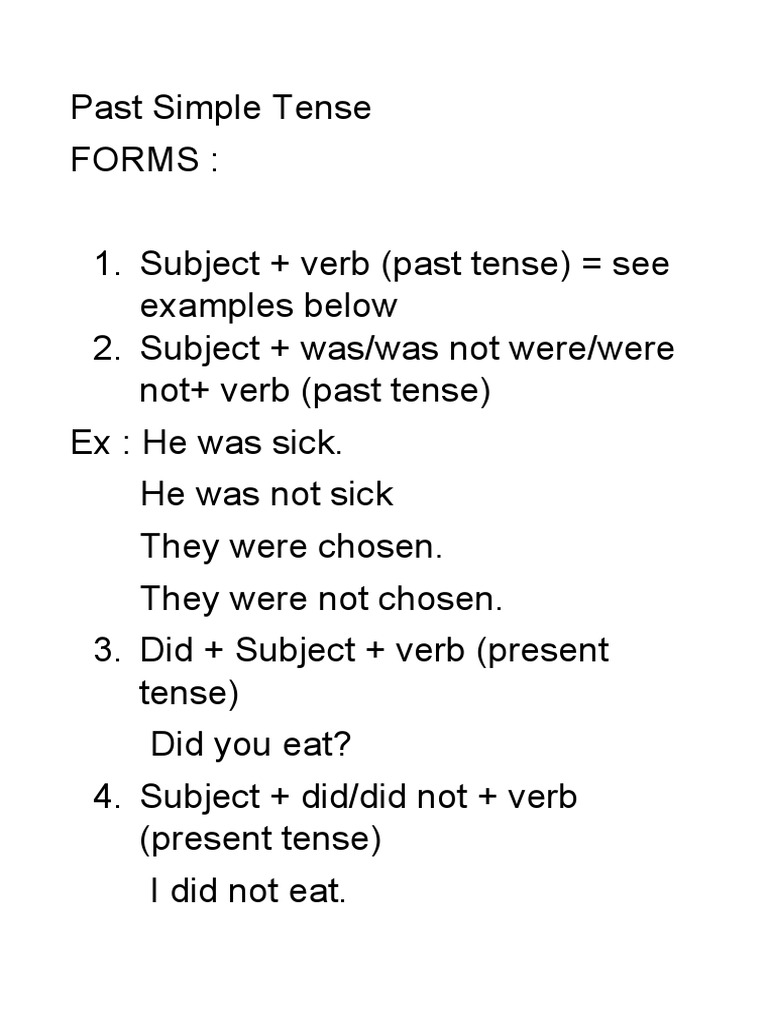 Past Simple Tense Forms and Rules and Exercises | PDF
