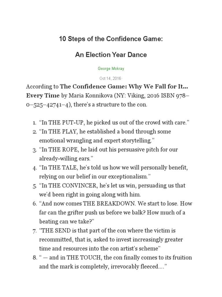 10 Steps of The Confidence Game | PDF | Games & Activities